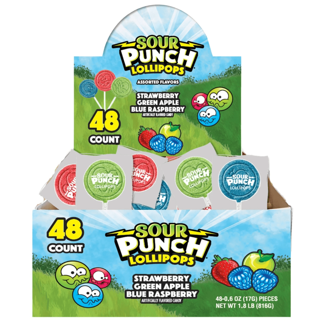 Adam & Brooks Sour Punch Lollipops 48x17g - Pacific Candy Wholesale