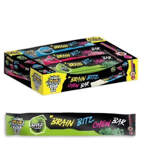 Brain Blaster Sour Chew Bar British 24x20g - Pacific Candy Wholesale