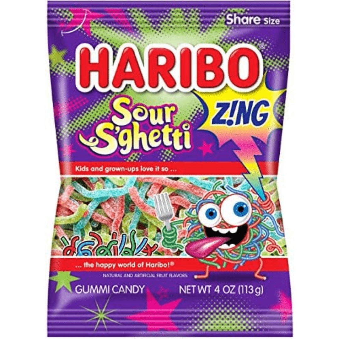 Haribo Zing Sour S'ghetti 12x5oz - Pacific Candy Wholesale