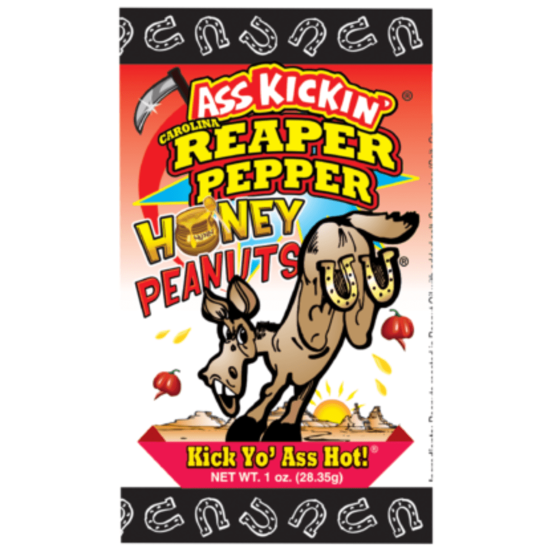 Ass Kickin' Peanuts Carolina Reaper Pepper Honey 24x1oz - Pacific Candy ...