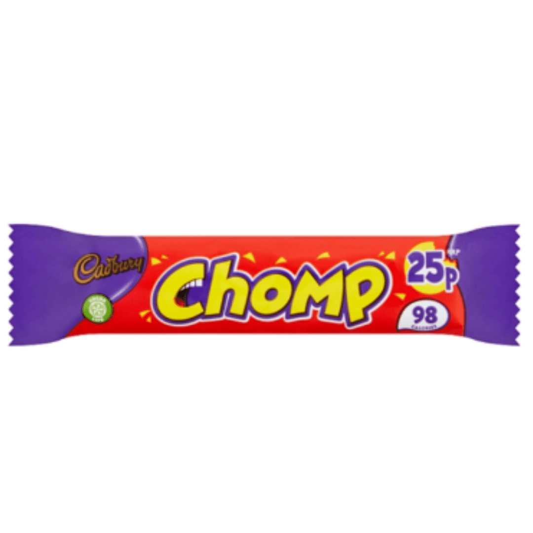 Cadbury Chomp Price Marked British 60x21g - Pacific Candy Wholesale