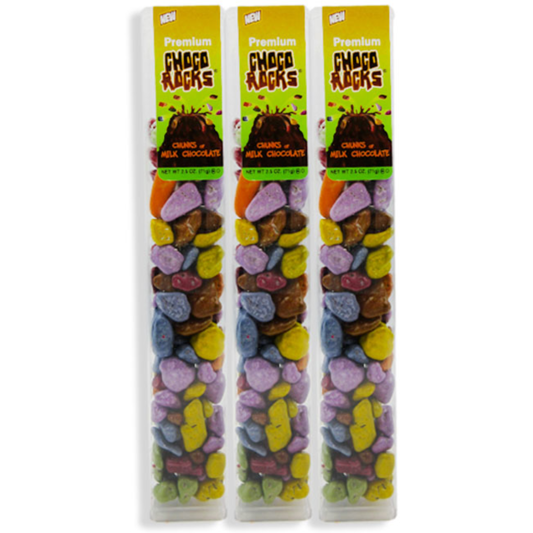 Choco Rocks Premium Milk Chocolate Tube 12x2.5oz - Pacific Candy Wholesale