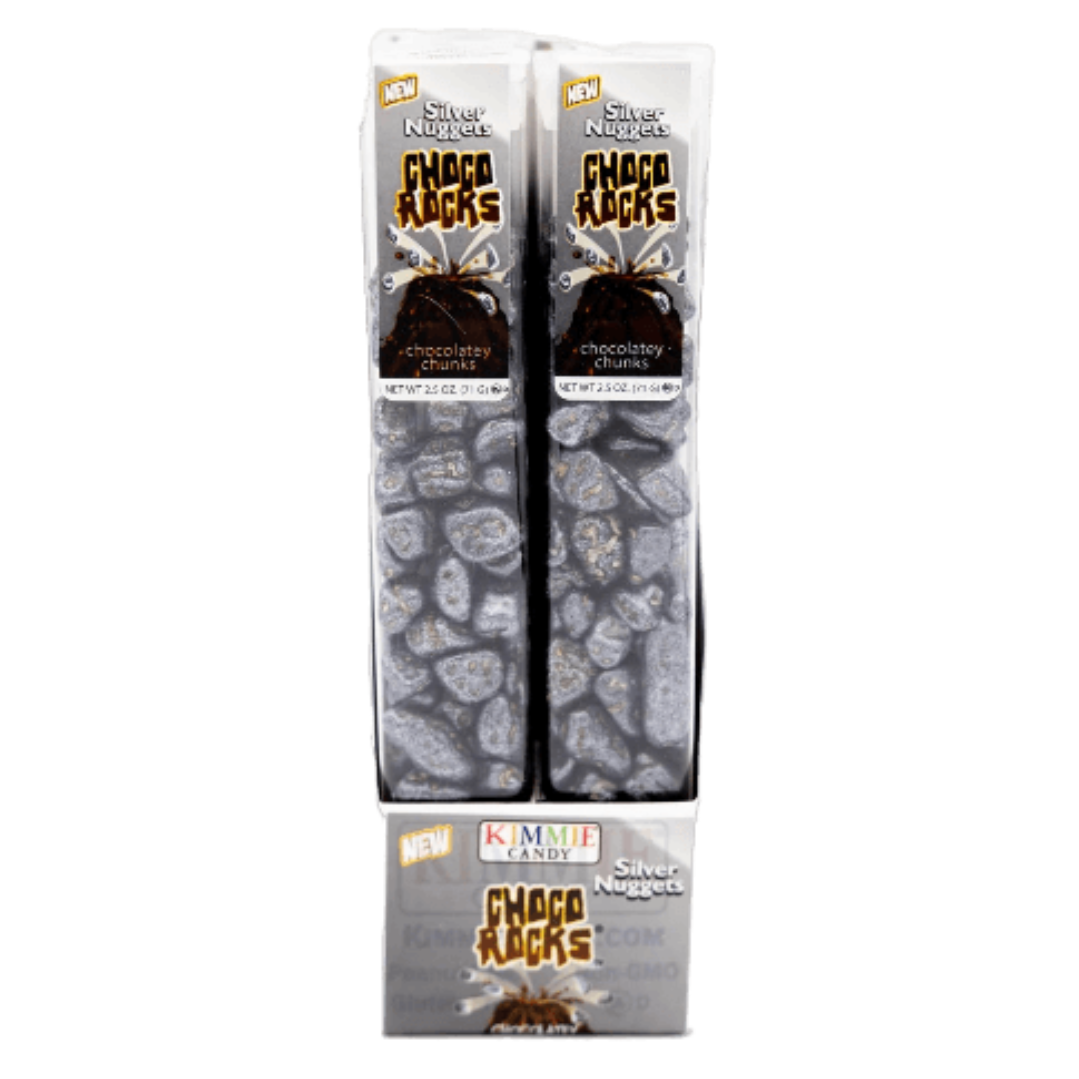 Choco Rocks Silver Nuggets Tube 12x2.5oz - Pacific Candy Wholesale