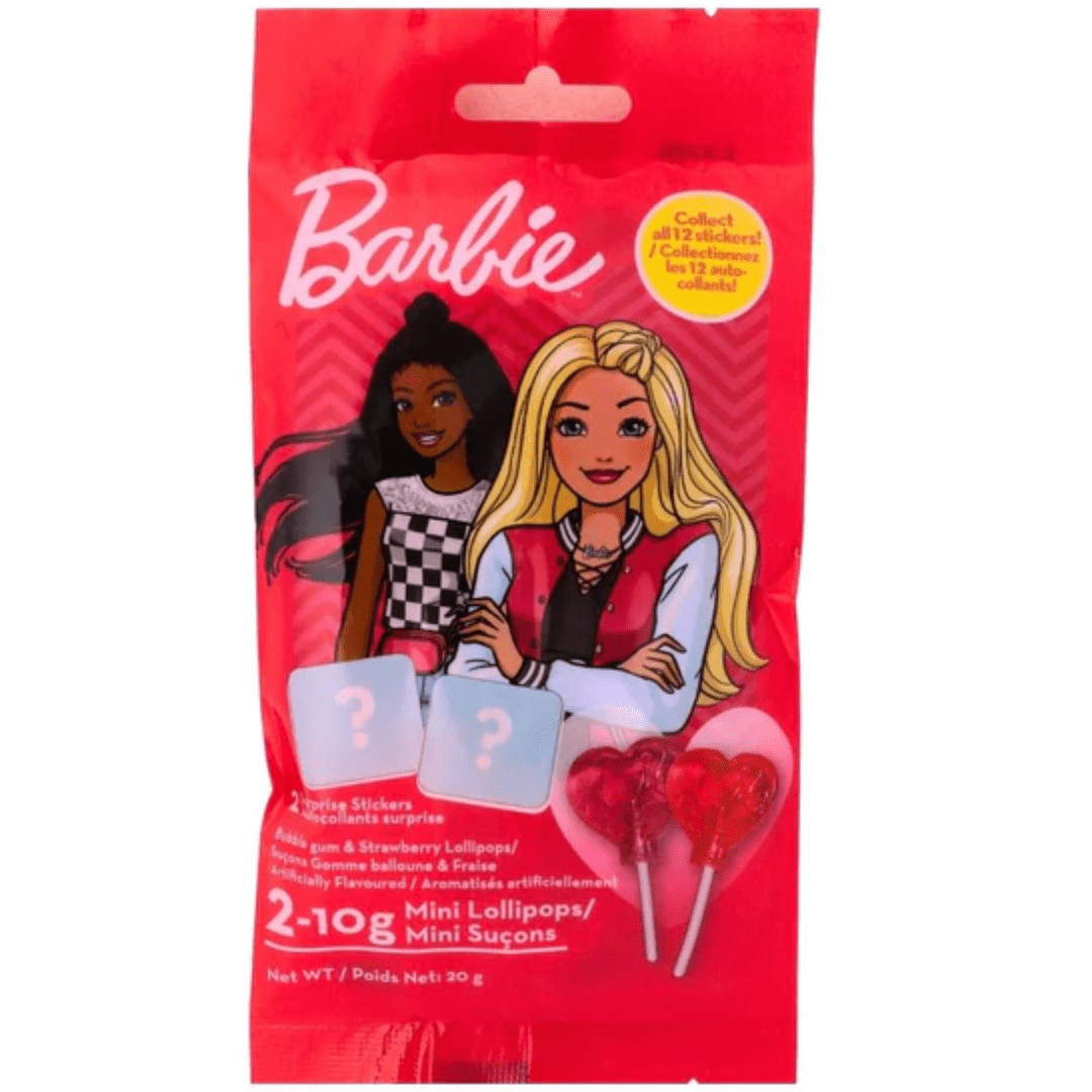 Exclusive Brands Barbie Mini Lollipops Two Pack 12x20g - Pacific Candy ...