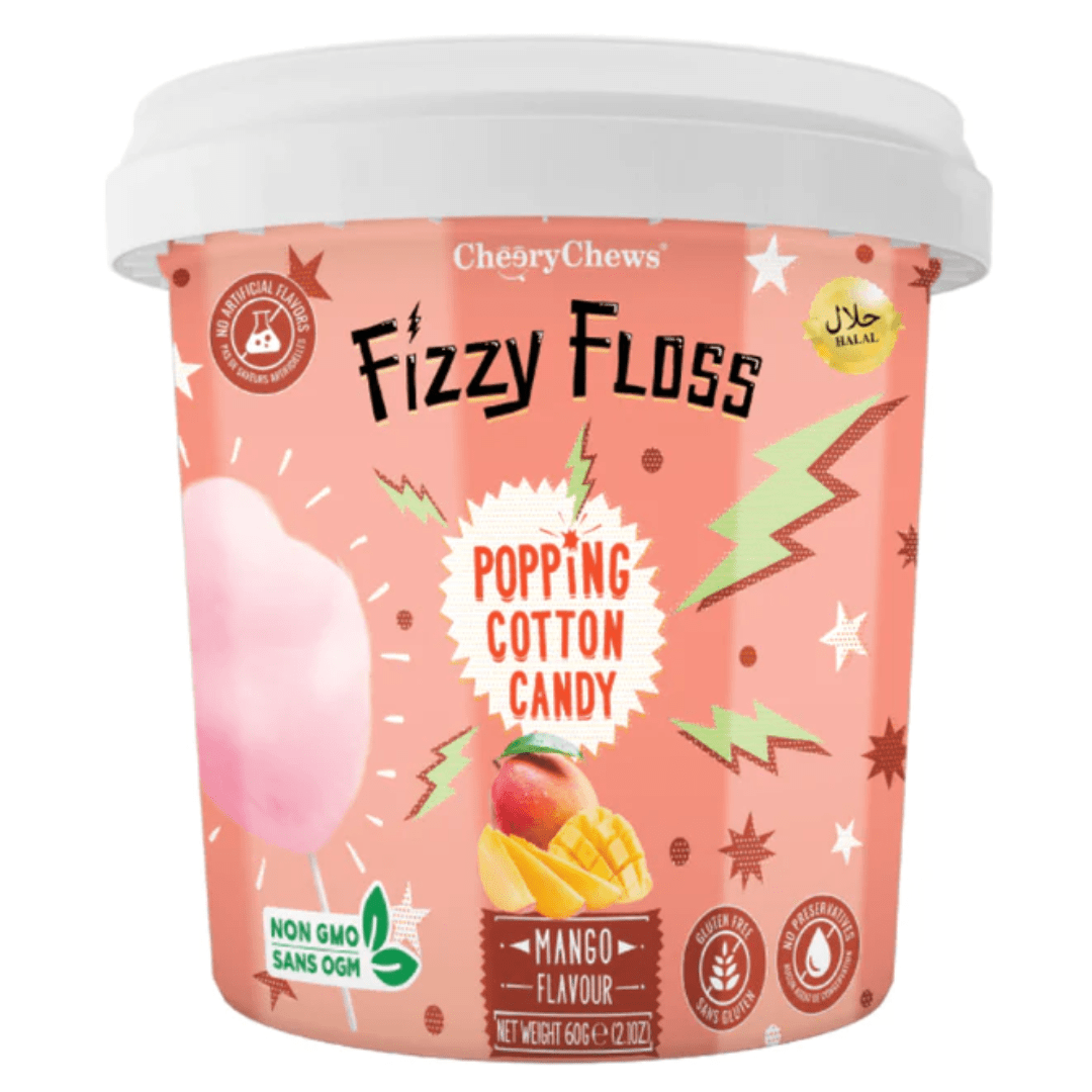 Fizzy Floss Popping Cotton Candy Mango 18x60g - Pacific Candy Wholesale