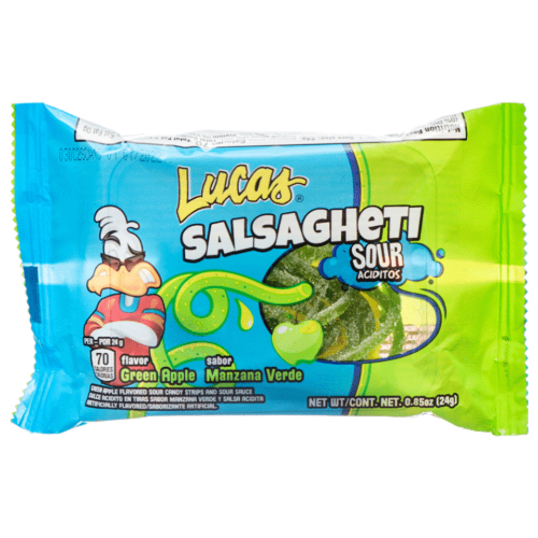 Lucas Salsagheti Sour Apple 12x24g - Pacific Candy Wholesale