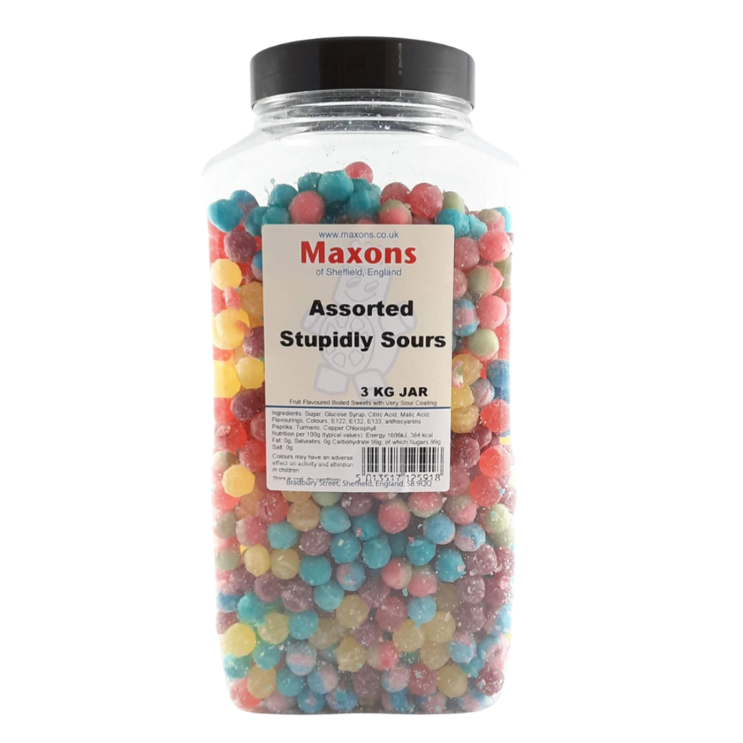 Maxon's Stupidly Sour Assorted Jar British 3kg - Pacific Candy Wholesale