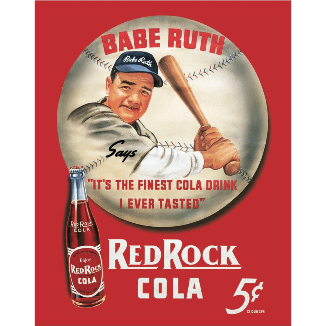 Metal Sign Babe Ruth/Red Rock Kola 16"x12.5" - Pacific Candy Wholesale
