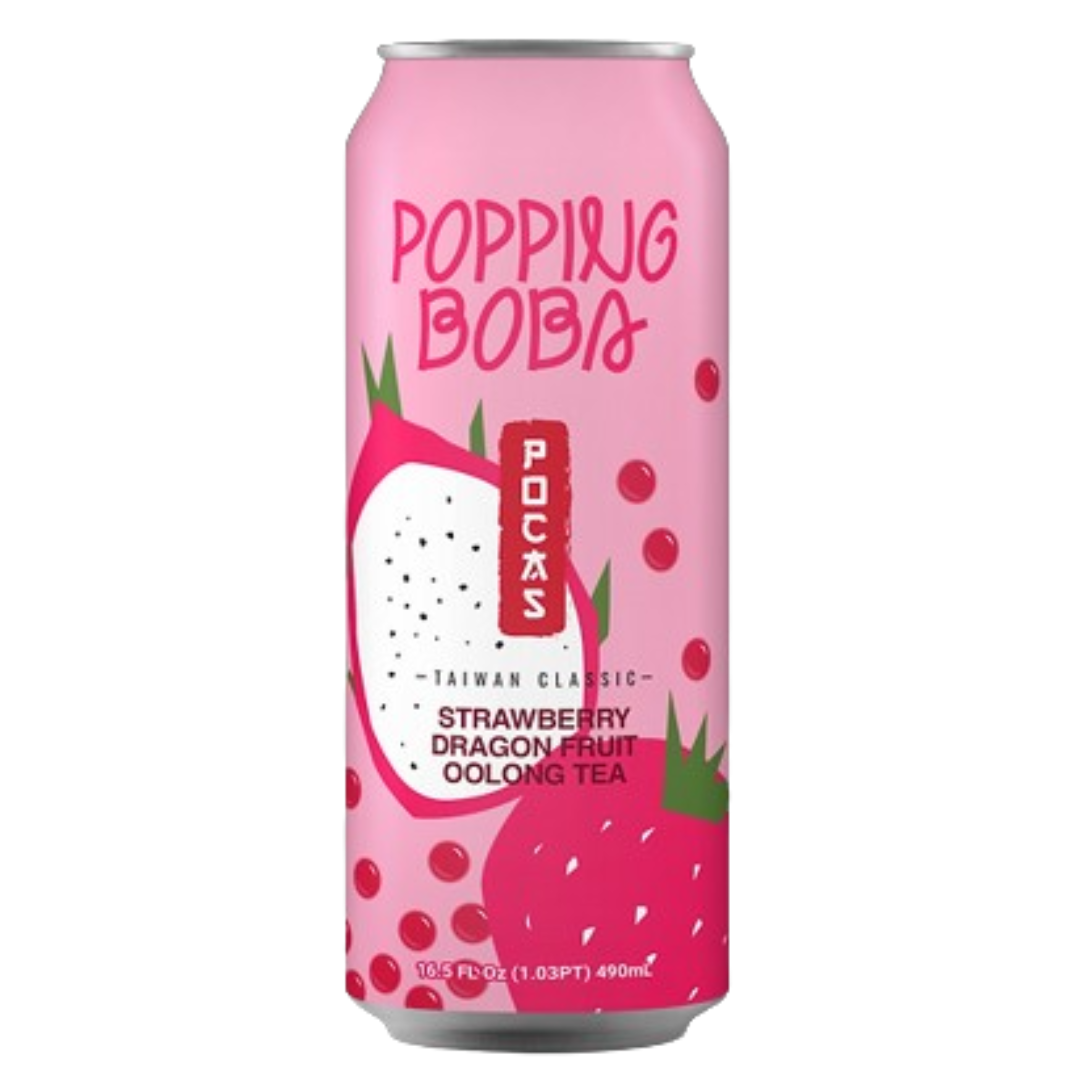 Pocas Popping Boba Strawberry Dragon Fruit Oolong Tea 24x16.5oz ...
