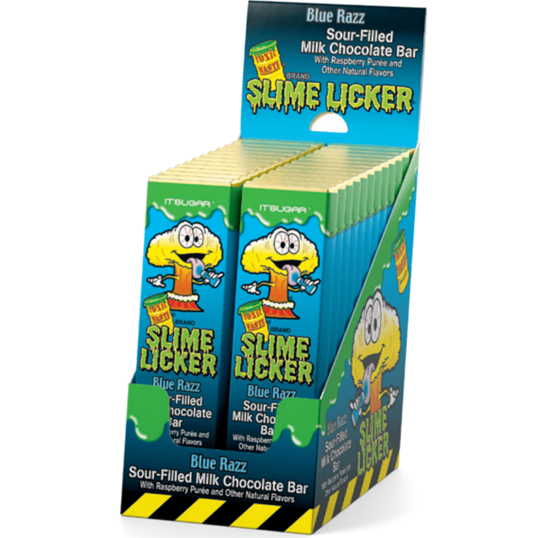 Toxic Waste Slime Licker Sour Filled Milk Chocolate Bar Blue Razz 24x1 ...