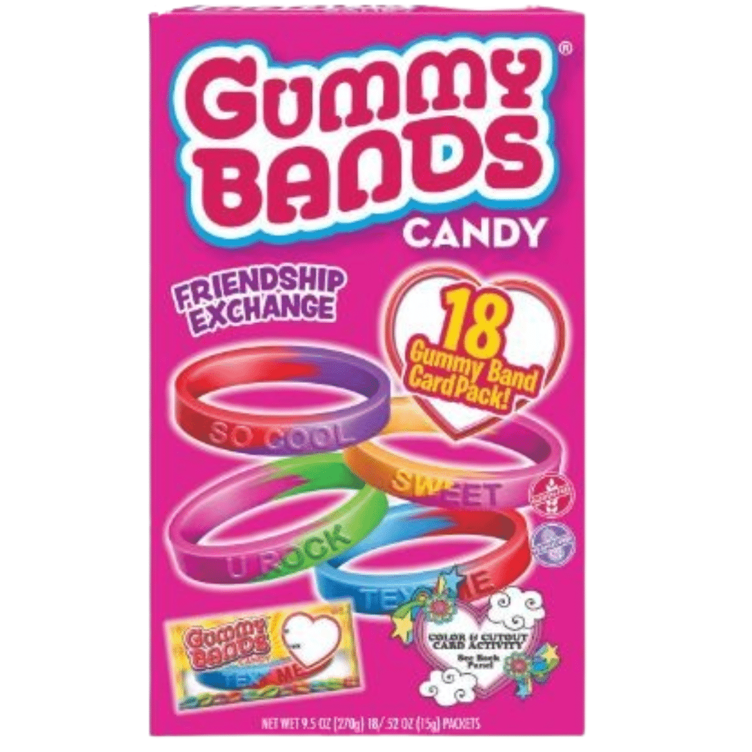 Flix Valentine Gummy Bands Card Kit 18PCS Classroom Exchange 12ct ...