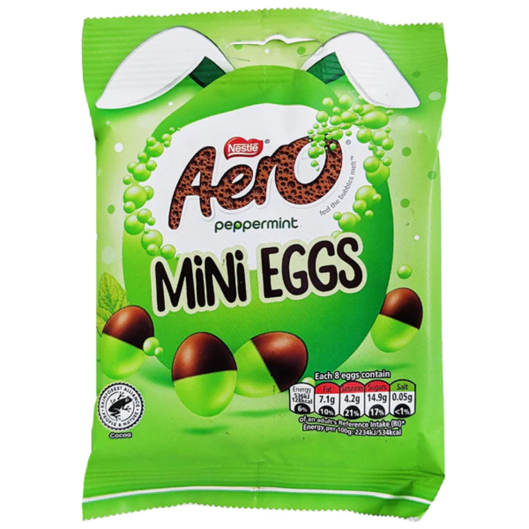 Nestle Aero Peppermint Mini Eggs British Easter Peg Bag 12x70g ...
