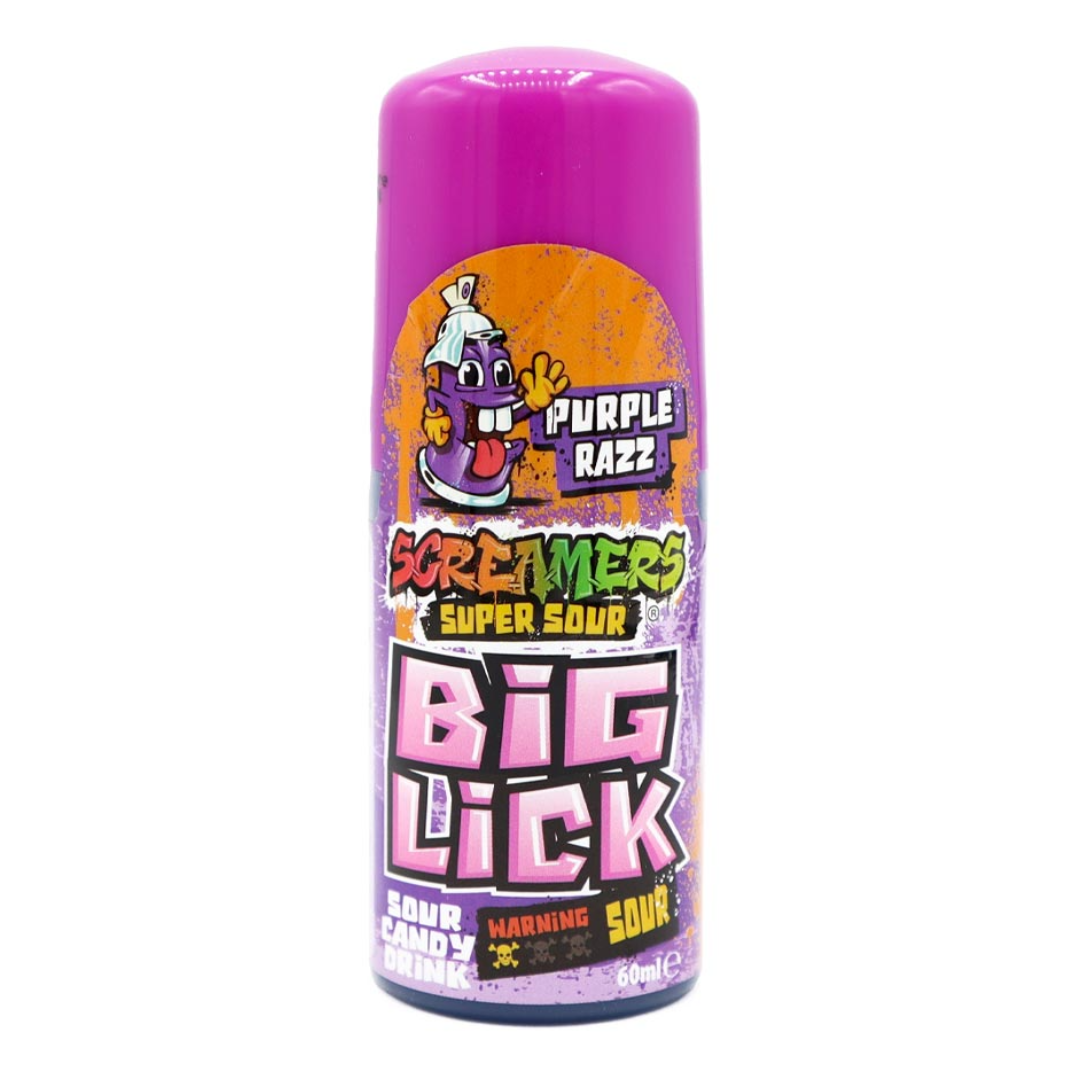 Zed Candy Big Lick Screamers Super Sour Purple Razz British 12x60ml - Pacific Candy Wholesale