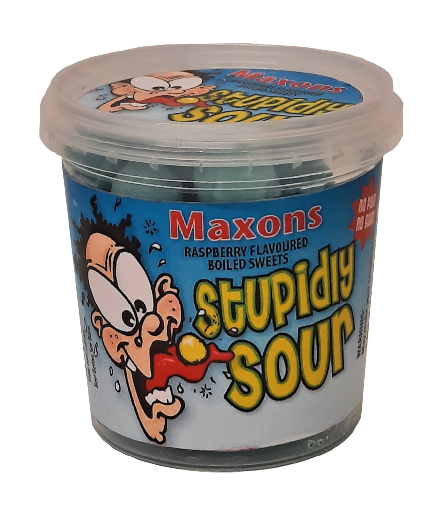 Maxon's Stupidly Sour Raspberry Sweets Tub British 12x75g - Pacific ...