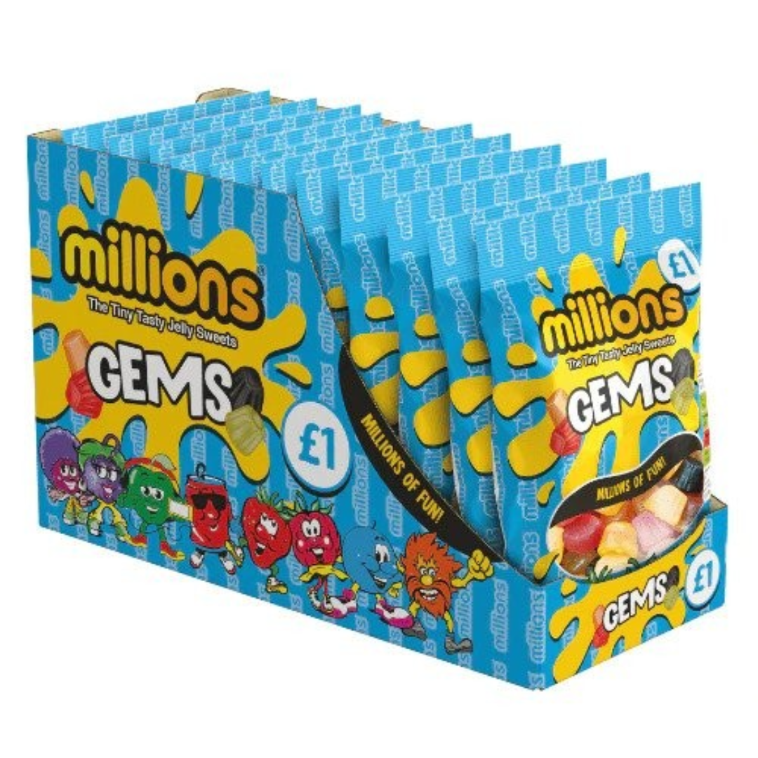 Millions Gems Price Marked British 12x120g - Pacific Candy Wholesale