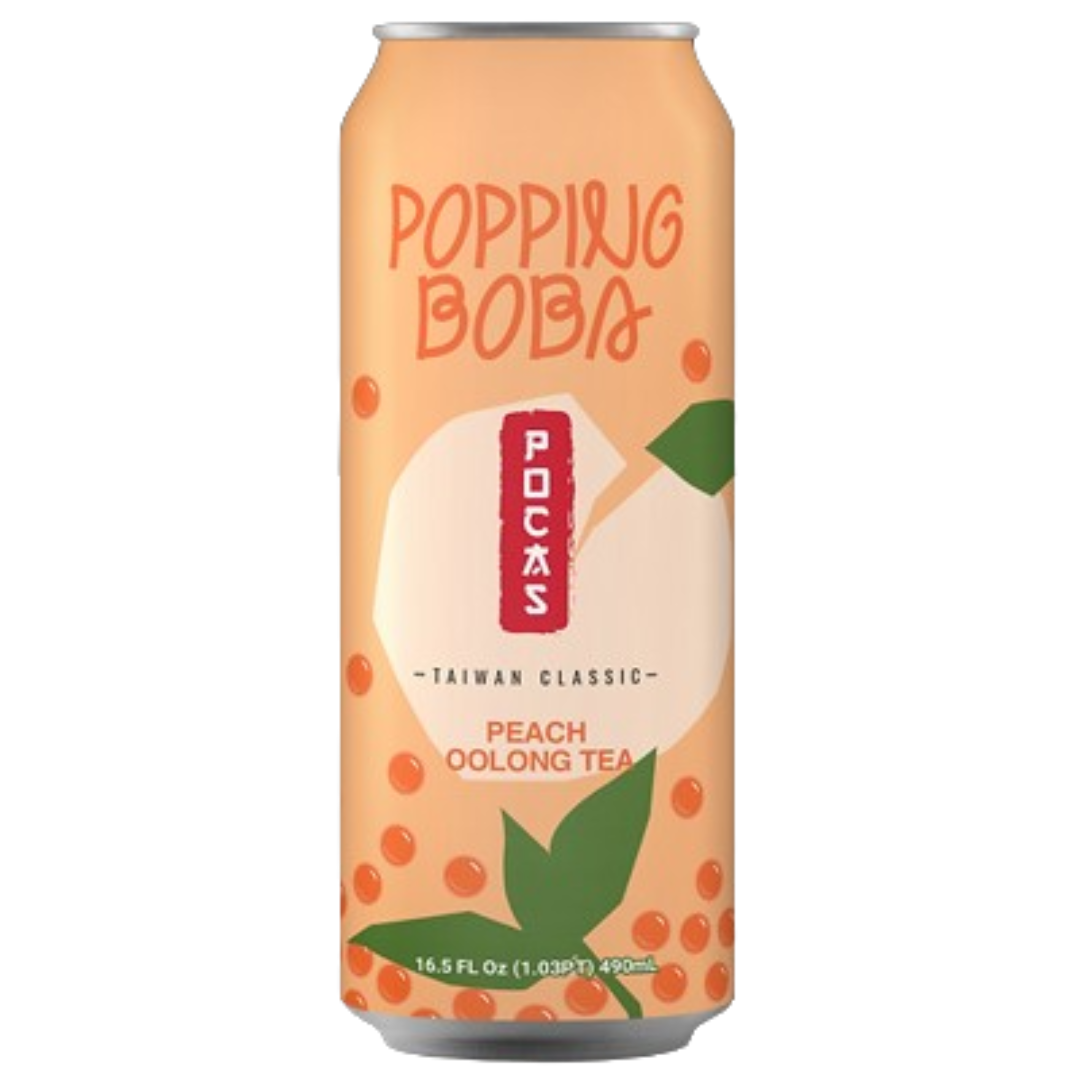 Pocas Popping Boba Peach Oolong Tea 24x16.5 oz - Pacific Candy Wholesale