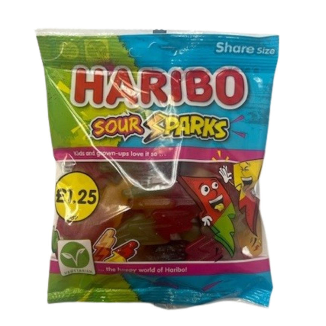 Haribo Sour Sparks Price Marked British 12x140g - Pacific Candy Wholesale