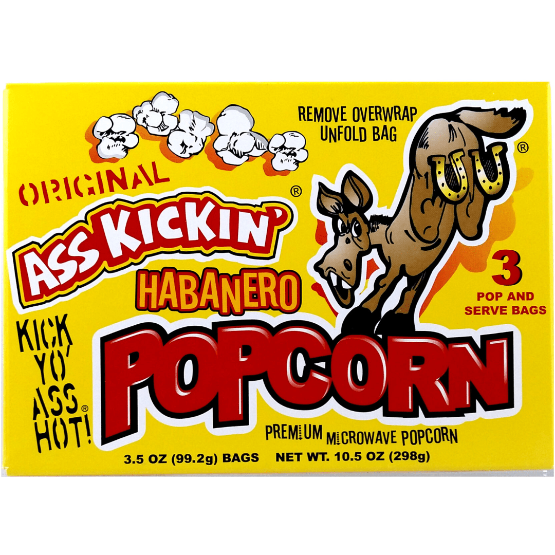 Ass Kickin' Microwave Popcorn Habanero Three Pack 6 - Pacific Candy ...