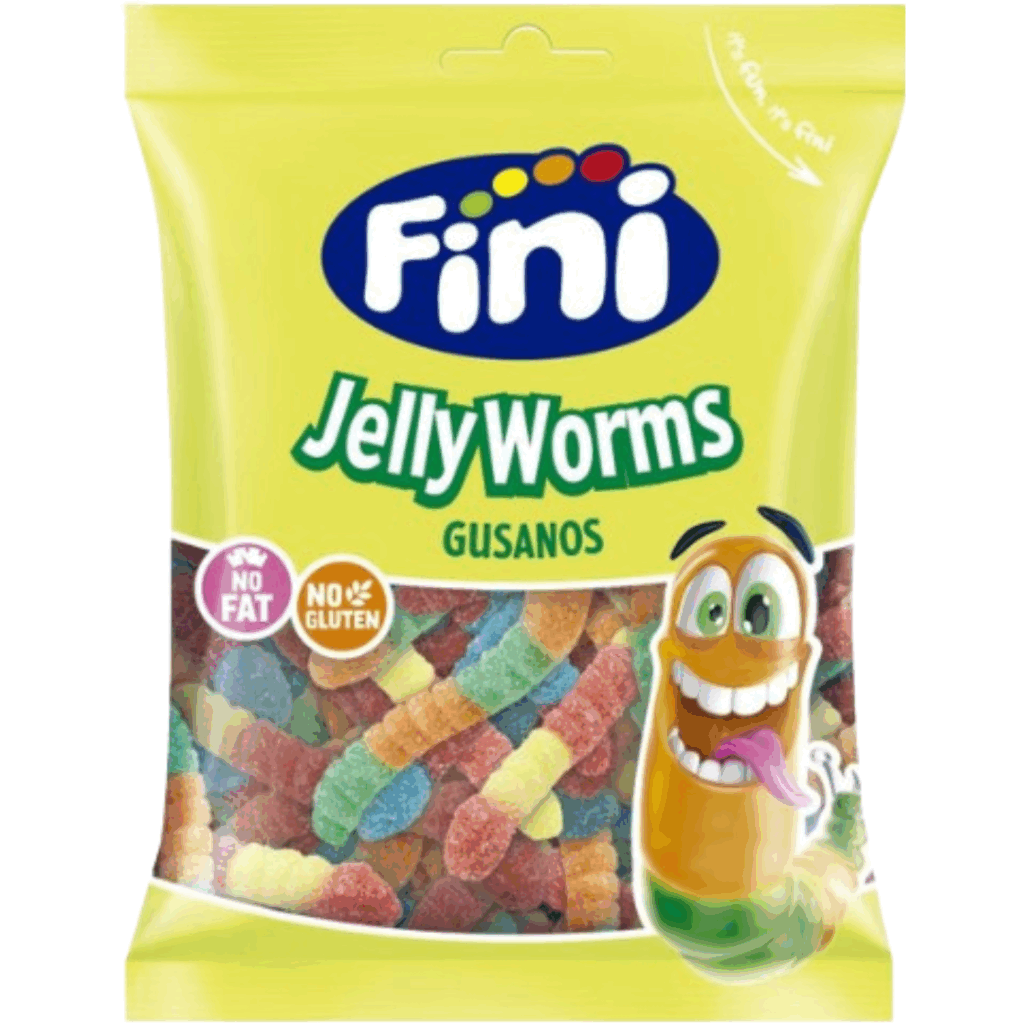 Fini Halal Sour Jelly Worms Bag Peg Bag British 12x75g - Pacific Candy ...